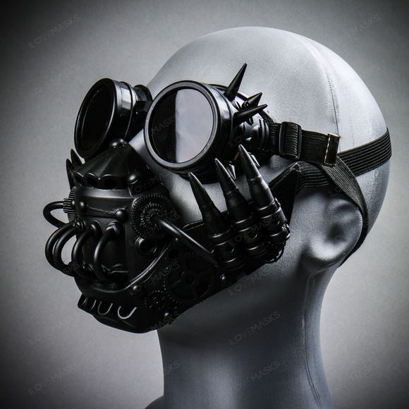 ILOVEMASKS | Accessories | Steampunk Skull Jaw Face Mask With Spikes ...
